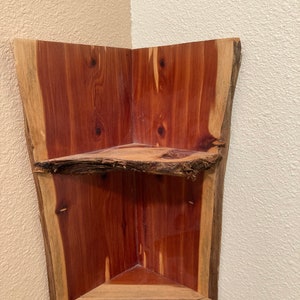 Red Cedar Floating Corner Shelves, Ruby 30x8x5 and Garnet 23x10x4 Floating Corner Shelf ...
