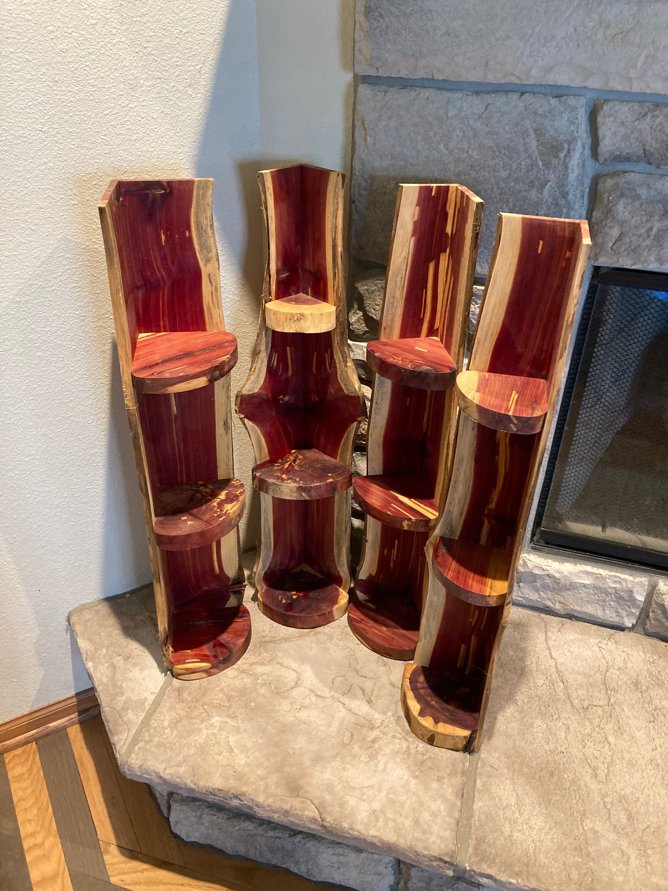 MOLLY Live Edge Red Cedar Floating Corner Shelves-hearth Shelves 30x8 ...