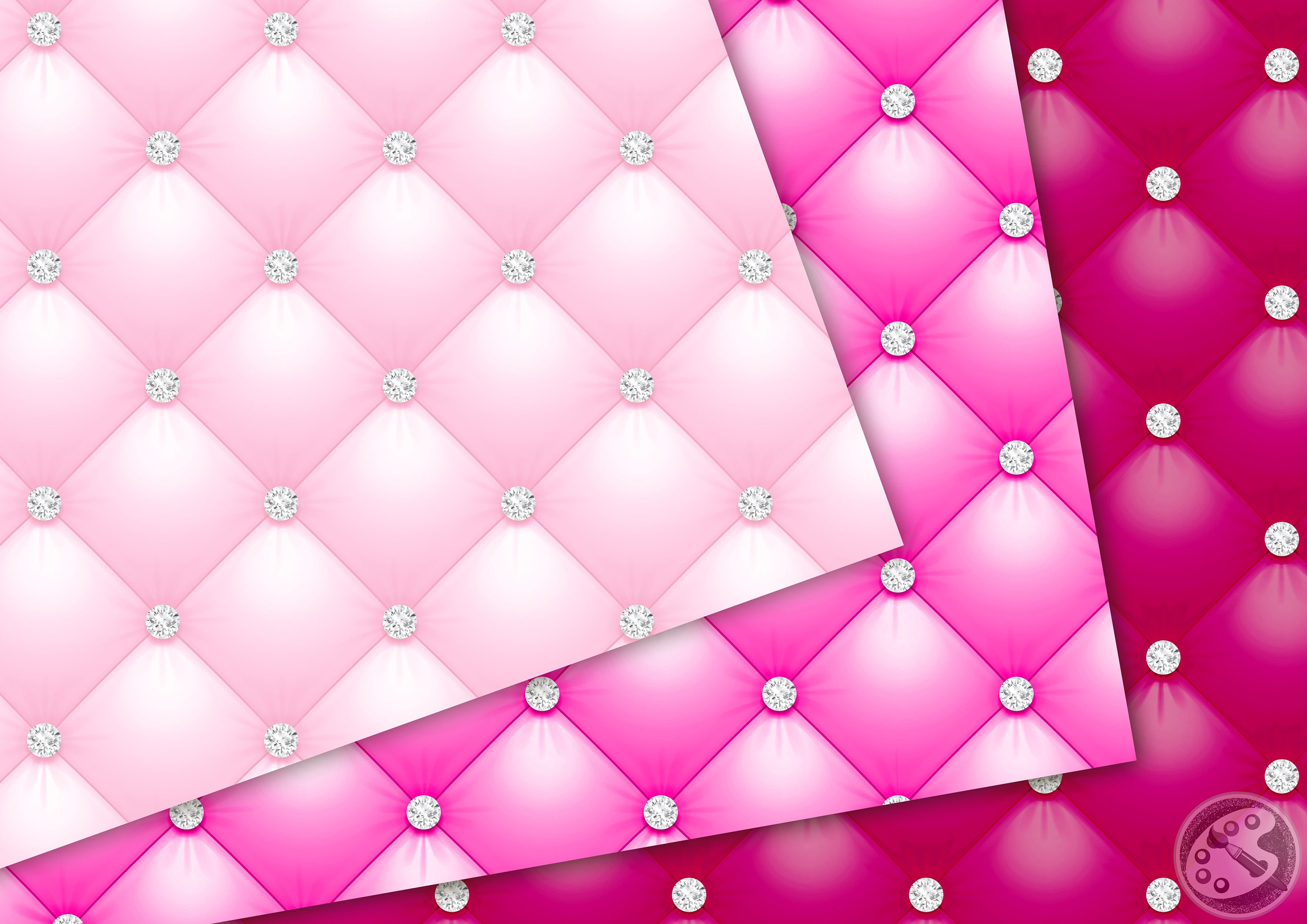 Pink Diamond Tufted Digital Paper: Luxury Seamless Diamond Background ...