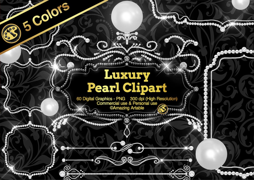 Luxury Pearl Frame Clipart: Amazing Pearl Overlays Shiny Gold Jewel Png ...