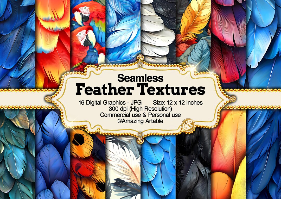 Feather Texture Seamless Digital Paper: Printable Feather Digital Paper ...