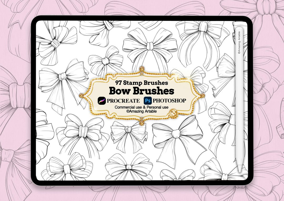 Bow Stamp Brushes: 97 Bow Procreate Brush Bowknot Photoshop Brush ...