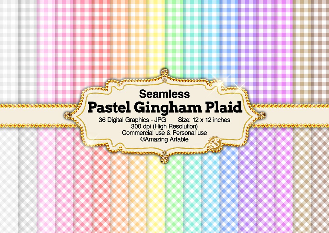 Pastel Gingham Plaid Seamless Digital Paper: Seamless Pastel Plaid ...