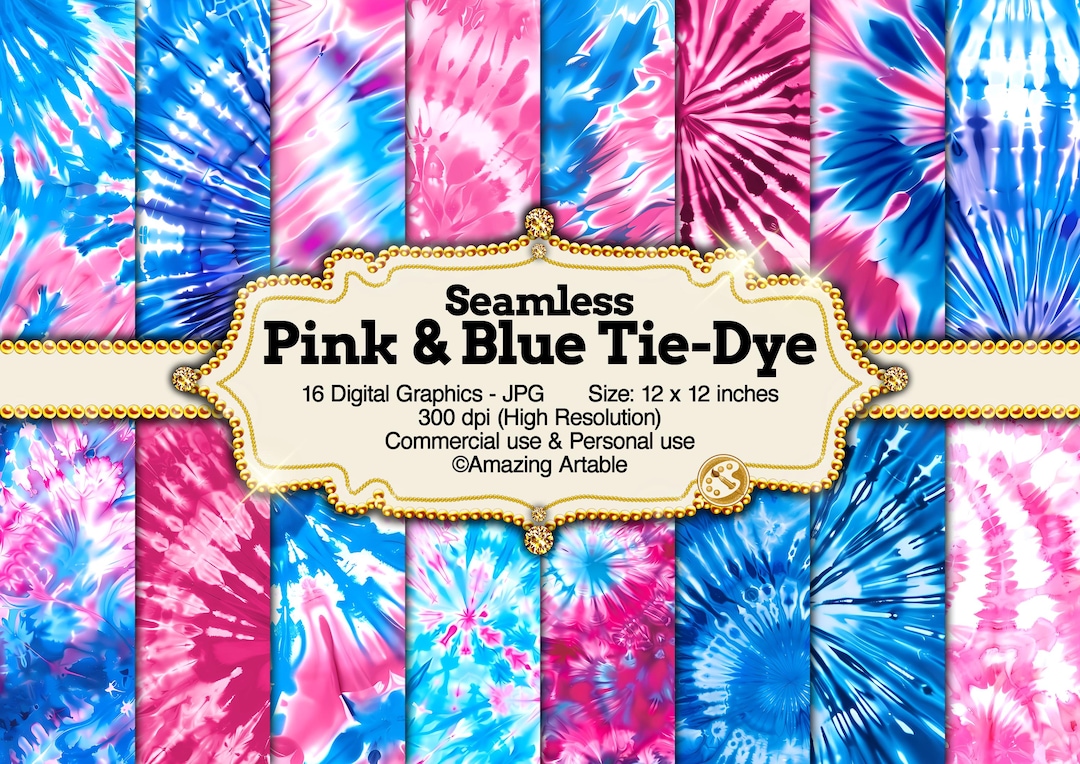 Pink & Blue Tie-dye Seamless Digital Paper: Pink and Blue Tie Dye ...