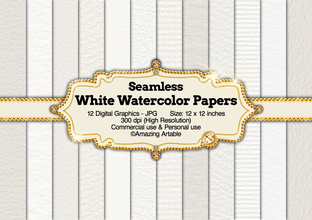 White Watercolor Seamless Digital Paper: White Watercolor Paper Light ...