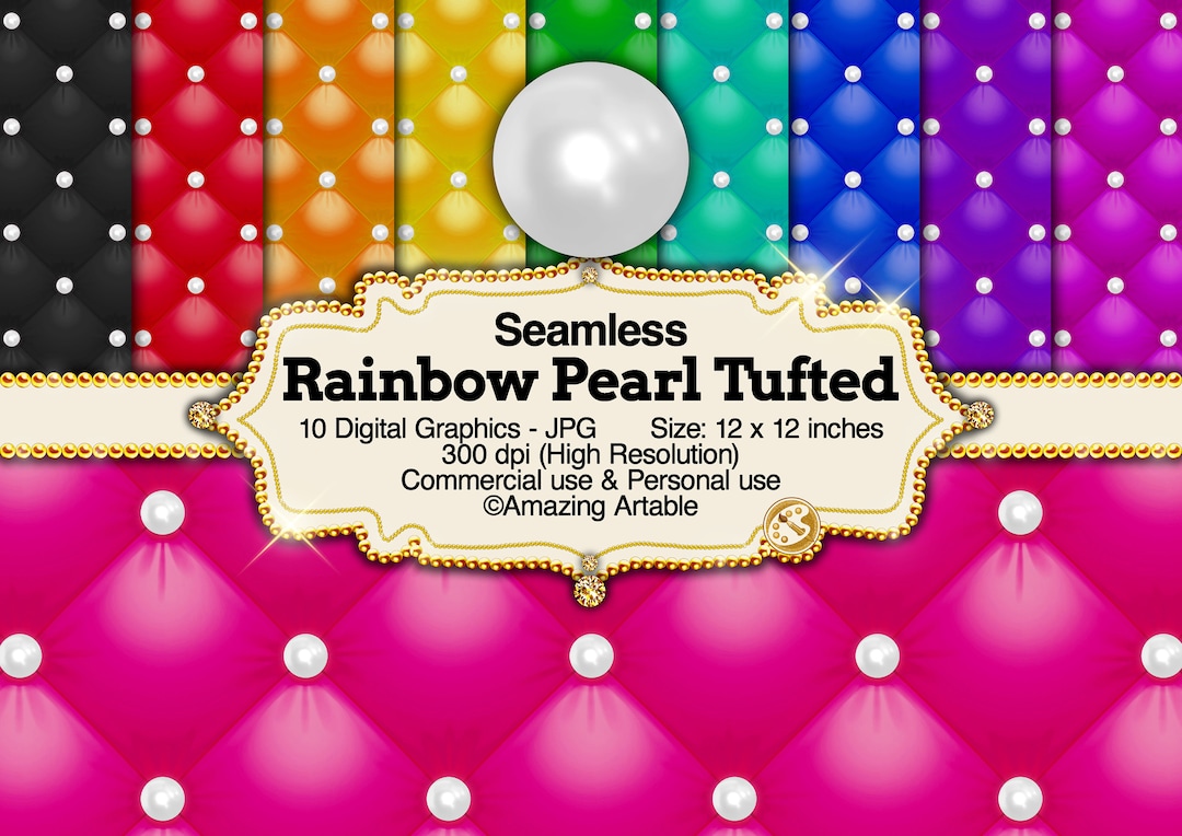 Rainbow Pearl Tufted Digital Paper: Luxury Seamless Pearl Background ...