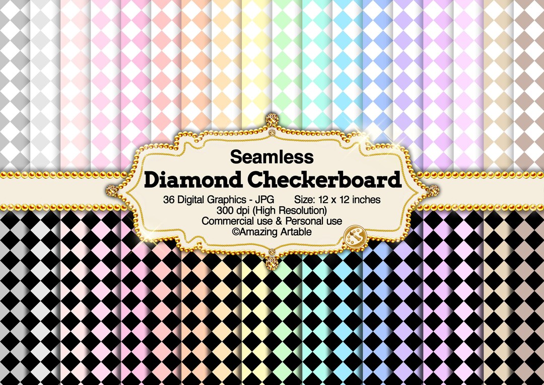 Diamond Checkerboard Seamless Digital Paper: Pastel Rainbow Checkered ...