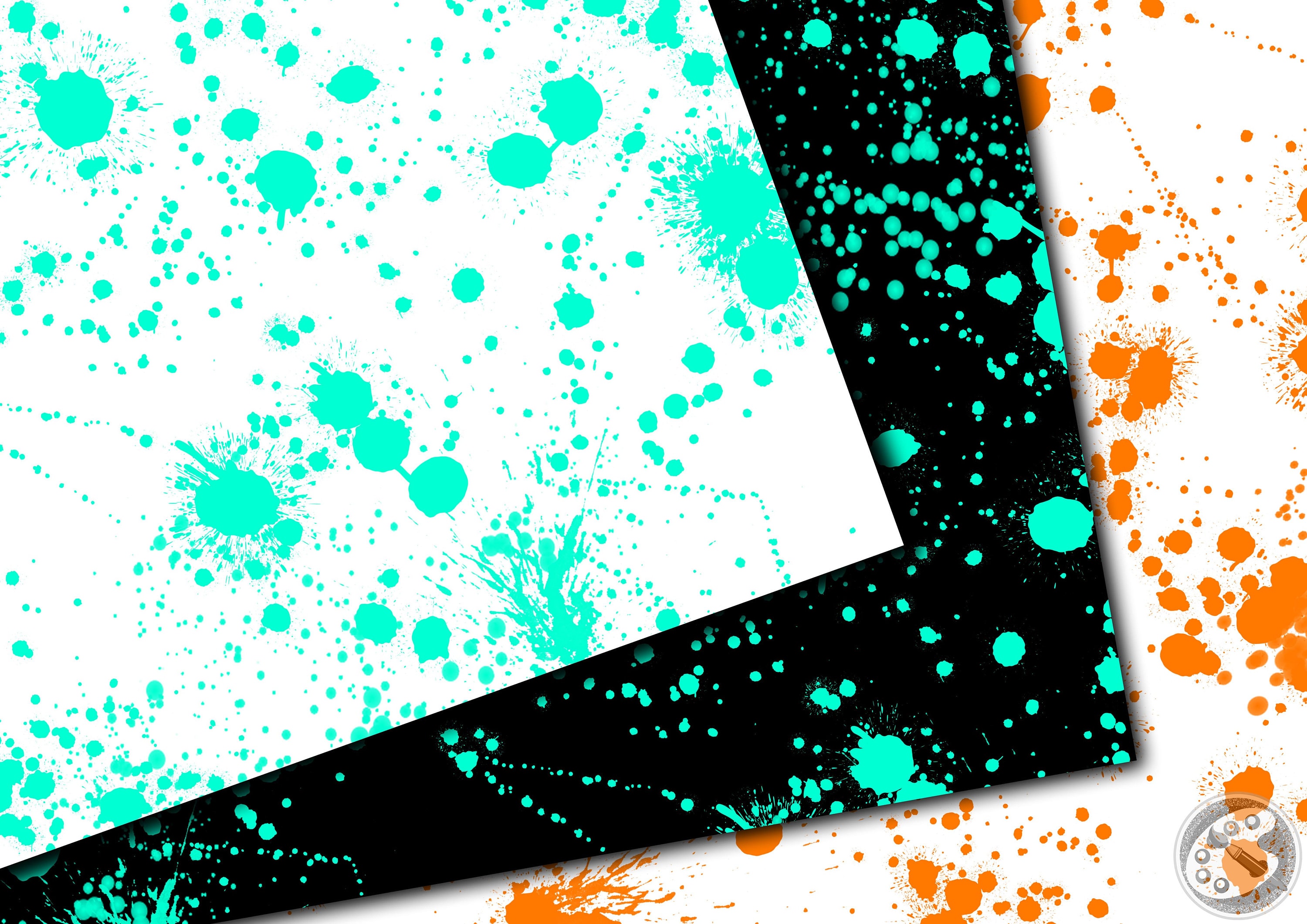 Rainbow Paint Splatter Seamless Digital Paper: Red Splatter Yellow Neon ...