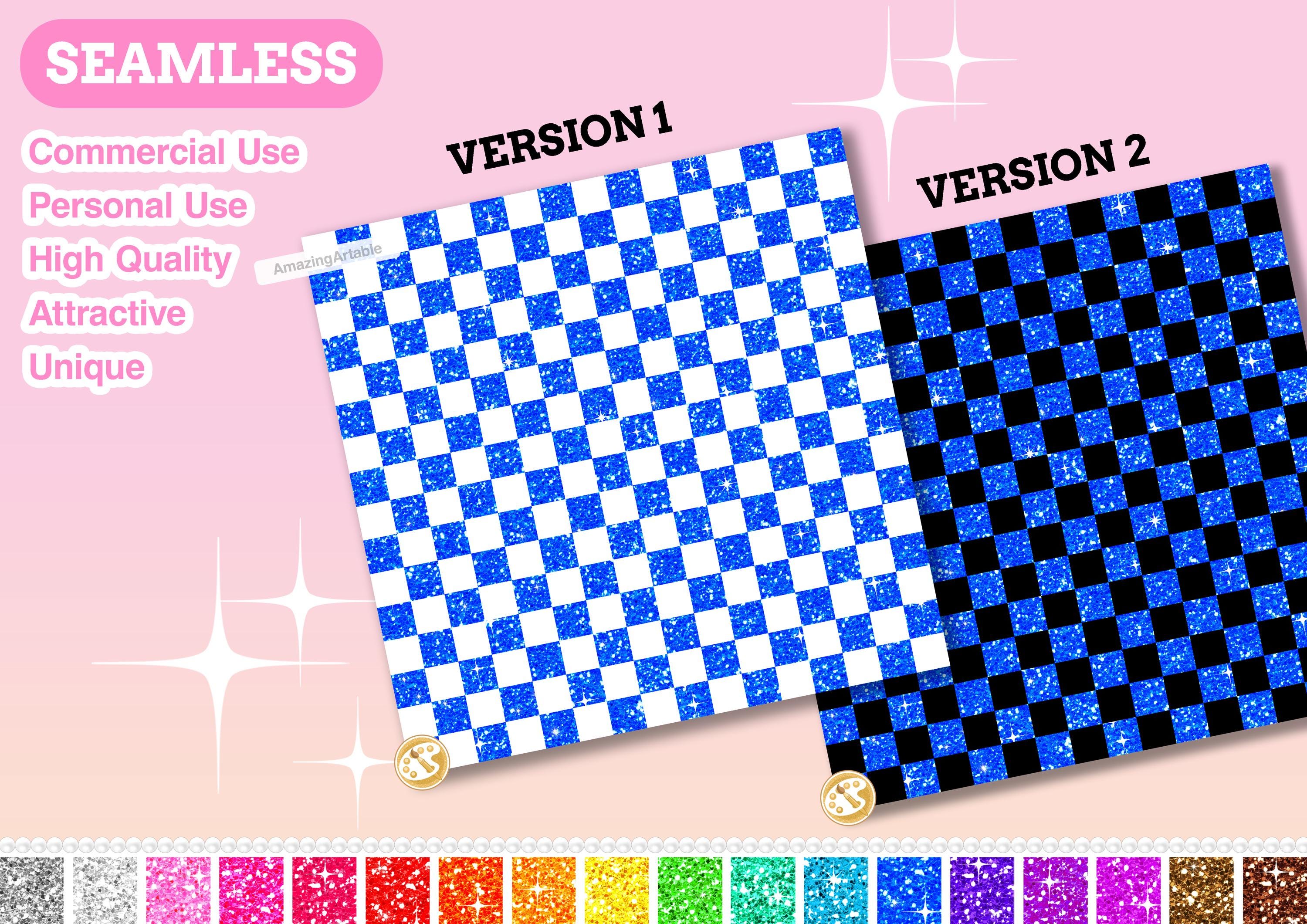 Glitter Checkerboard Seamless Digital Paper: Bright Rainbow Glitter ...