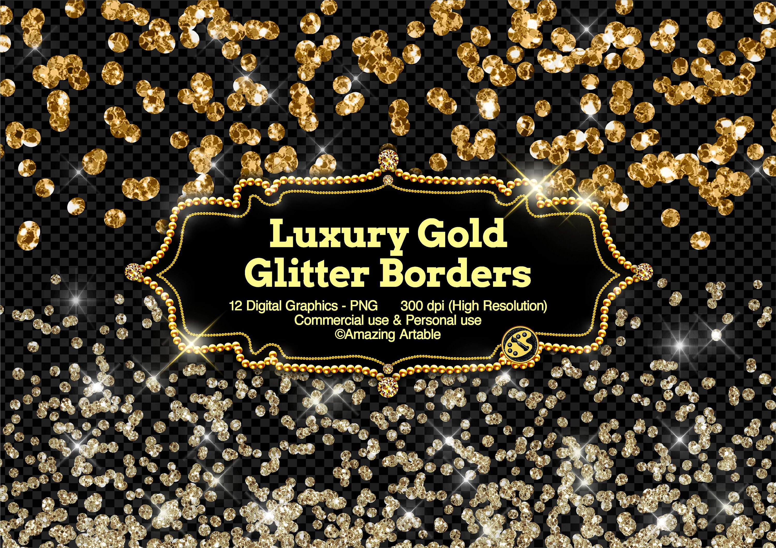 Luxury Gold Glitter Borders Clipart: High Quality Luxury Gold Glitter ...