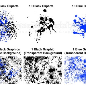 Blue & Black Splatter Clipart: Blue and Black Ink Splatter Clipart ...