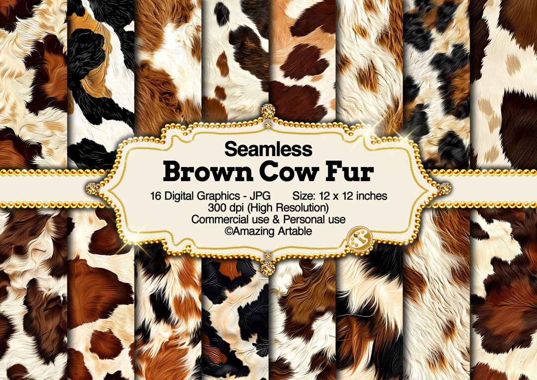 Brown Cow Fur Seamless Digital Paper: Cow Fur Digital Paper Cowhide ...