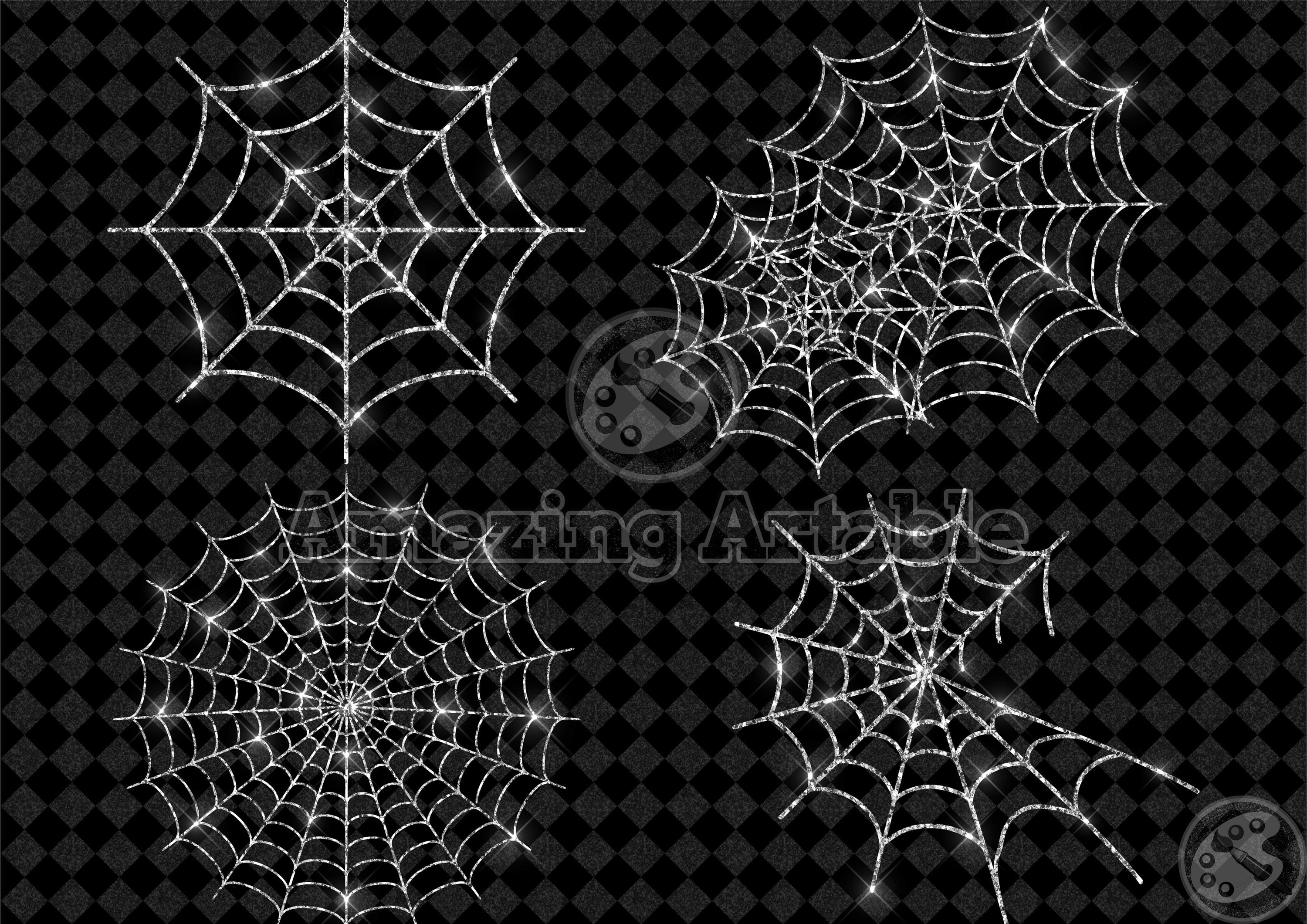 Silver Glitter Spider Web Clipart: Luxury Spider Web Halloween ...