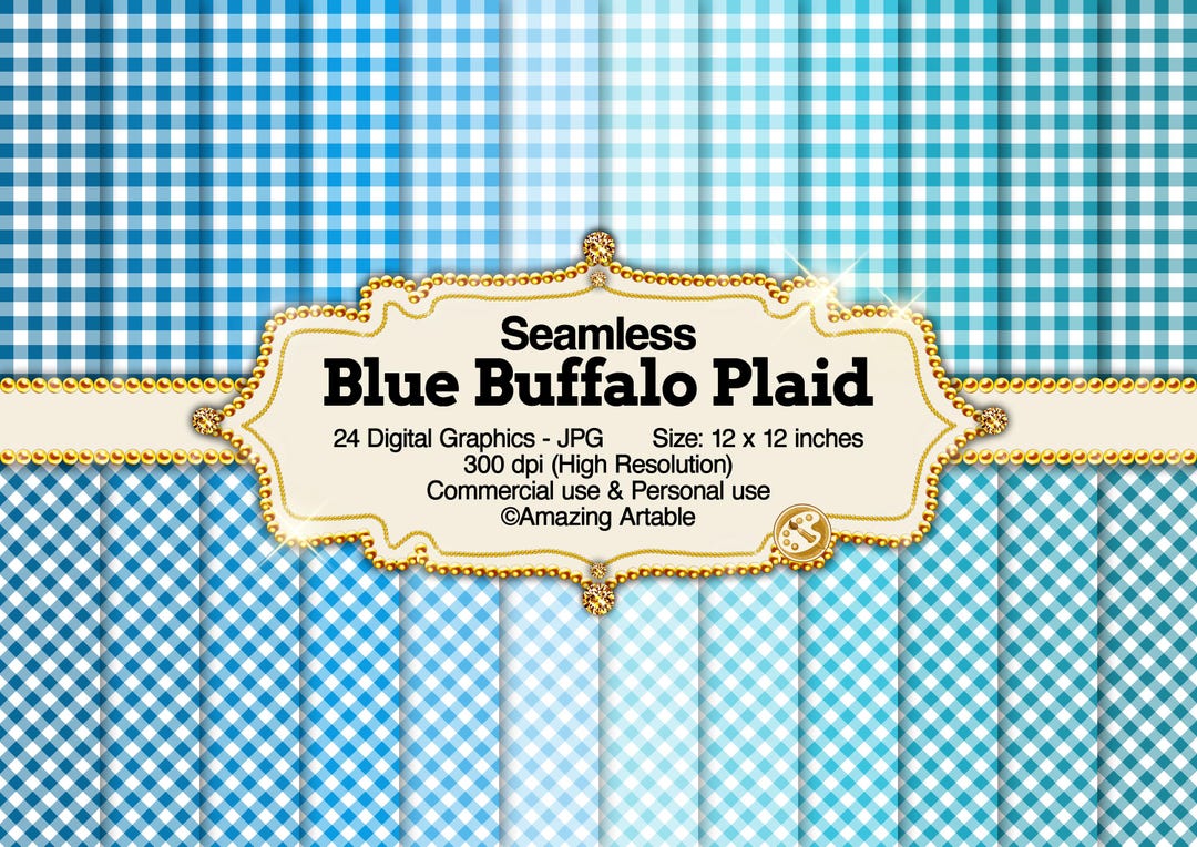 Blue Buffalo Plaid Seamless Digital Paper: Pastel Blue Plaid Digital ...