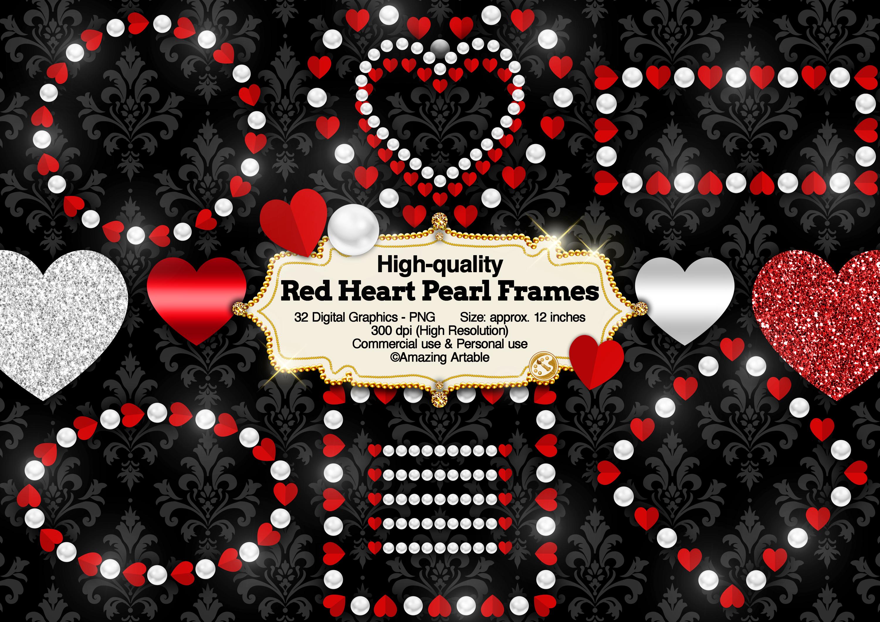 Red Heart Pearl Frame Clipart: Red Heart Clipart Valentine Heart ...