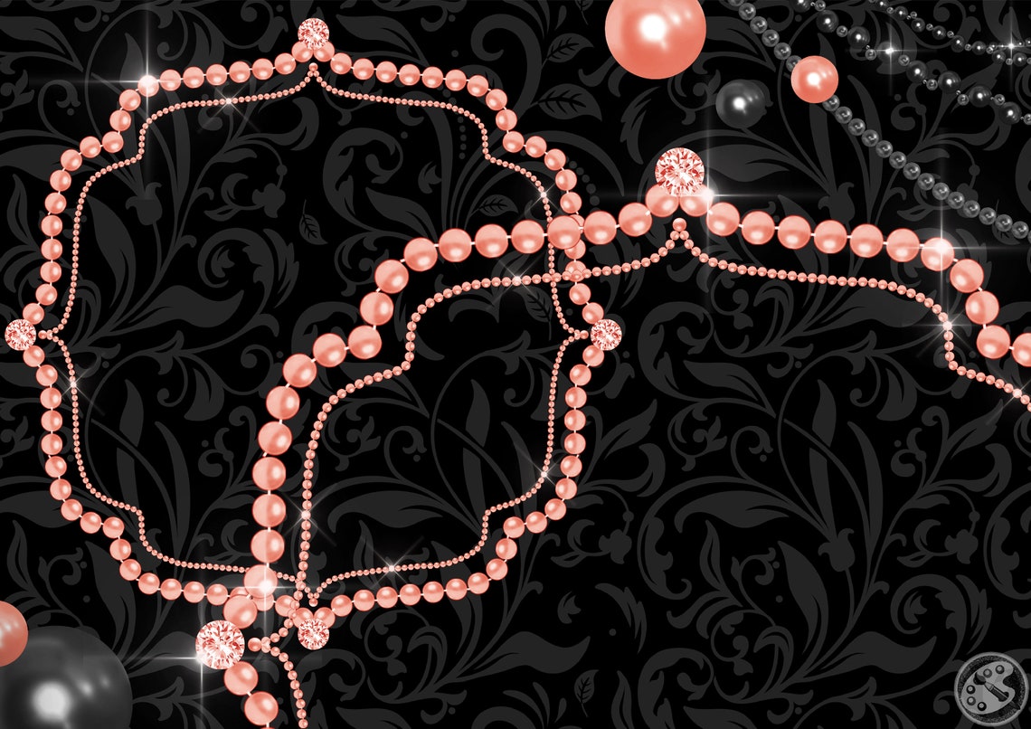 Luxury Pearl Frame Clipart: Amazing Pearl Overlays Shiny Gold - Etsy