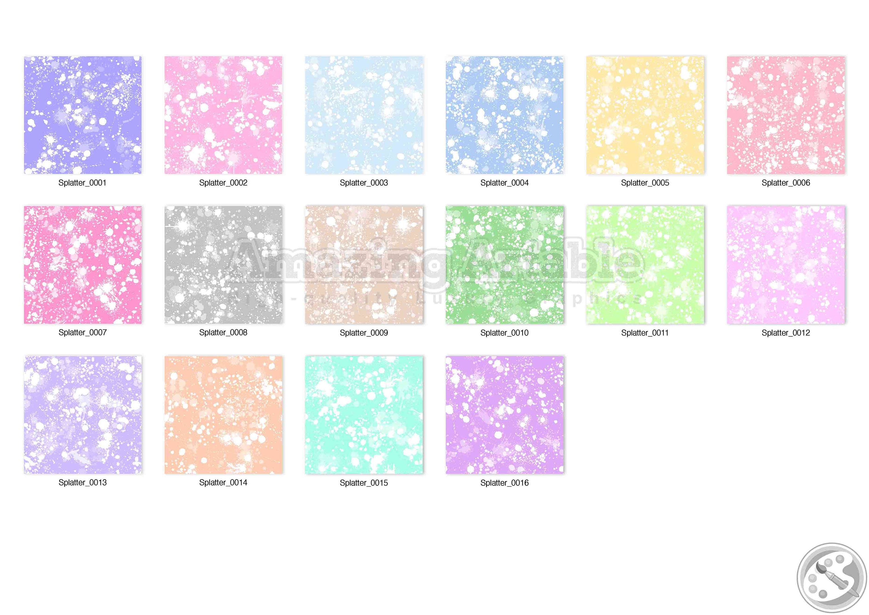 Pastel Paint Splatter Seamless Digital Paper: Pastel Rainbow Splatter ...