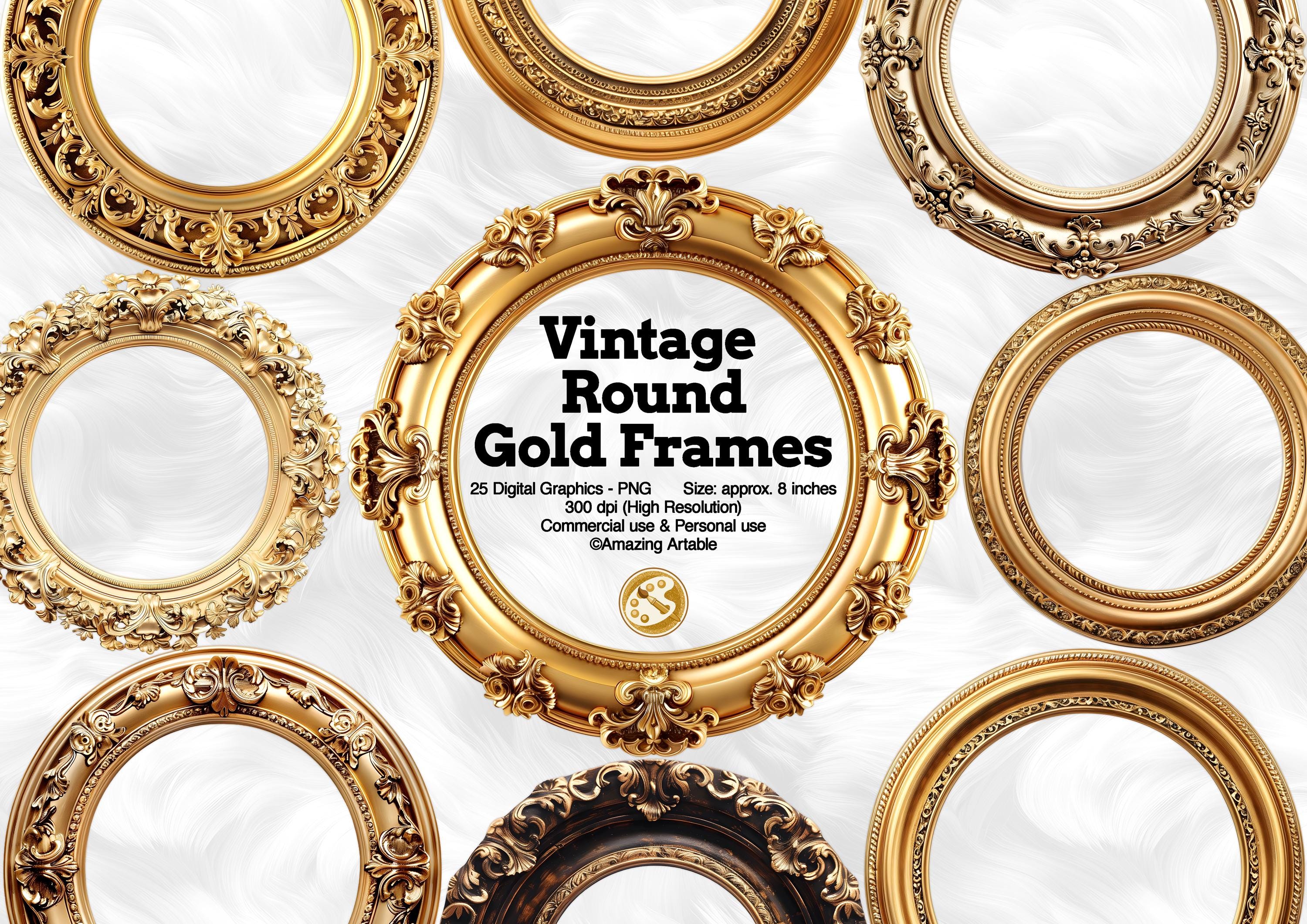 Vintage Round Gold Frame Clipart: Luxury Gold Circle Frame Clip Art ...