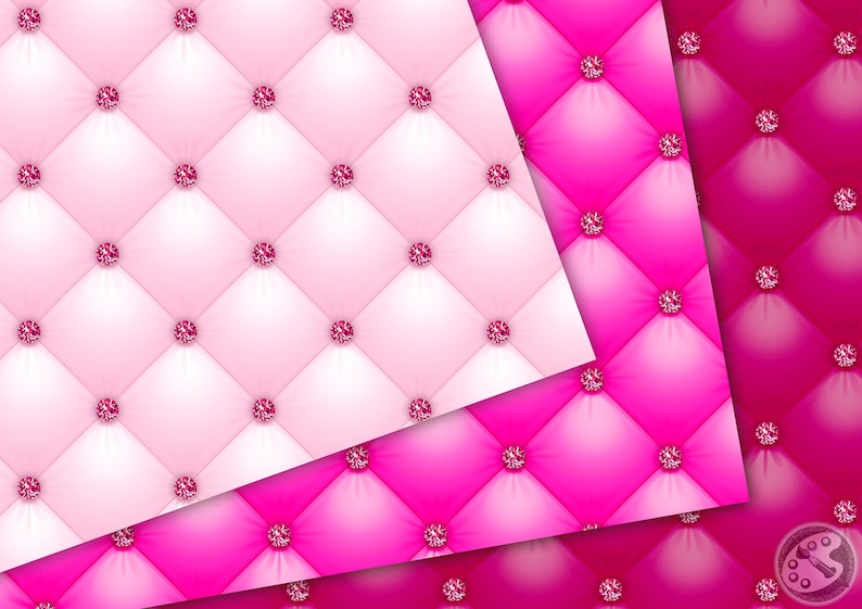 Pink & Black Diamond Tufted Digital Paper: Luxury Seamless Pink ...