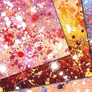 Sunset Paint Splatter Digital Paper: Rainbow Splatter Paper Colorful ...
