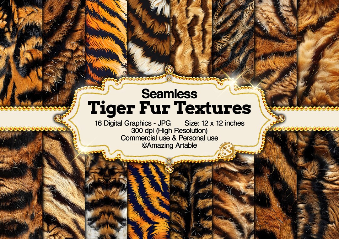 Tiger Fur Texture Seamless Digital Paper: Tiger Fur Digital Paper Tiger ...