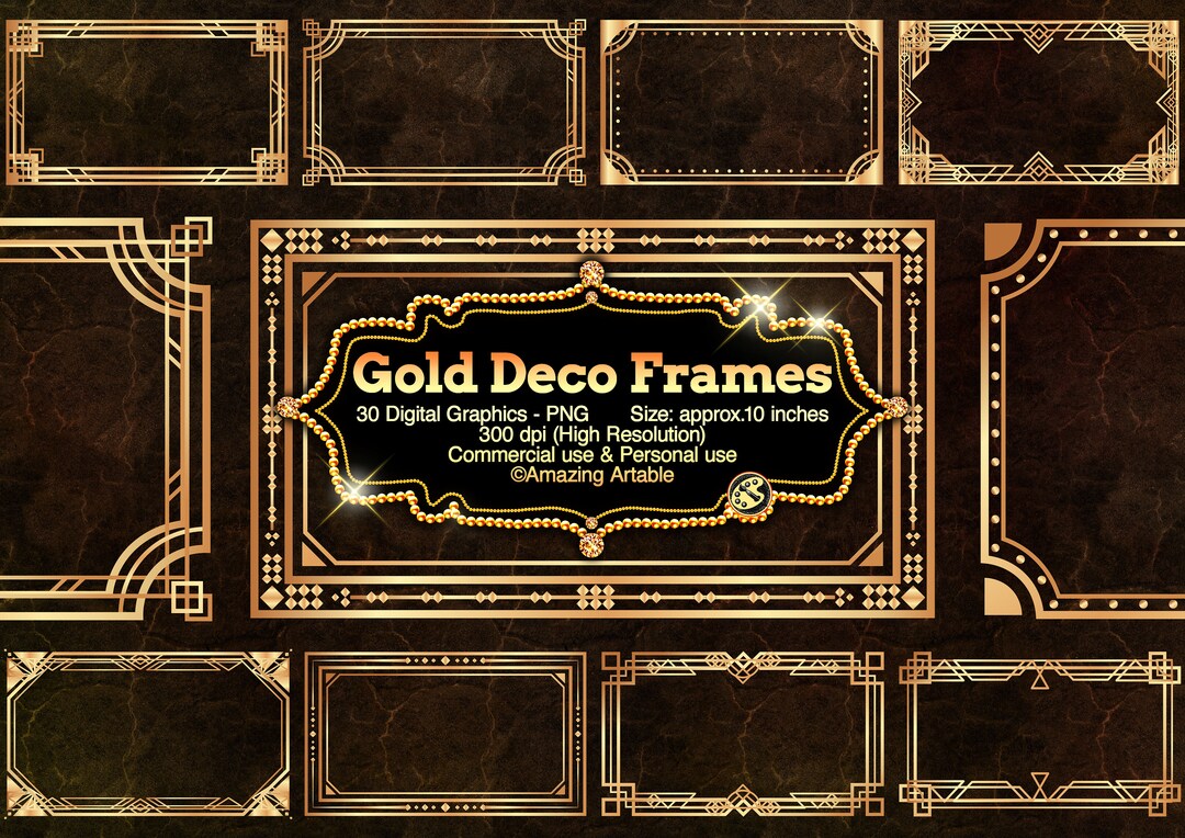 Gold Deco Frame Clipart: Vintage Frame Luxury Gold Frame Golden Frame ...
