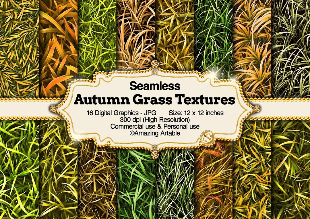Autumn Grass Texture Seamless Digital Paper: Printable Grass Digital ...
