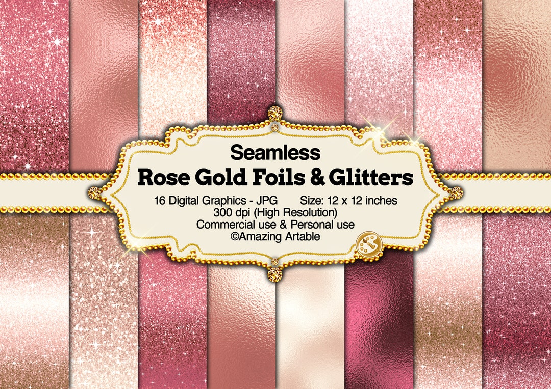 Rose Gold Foils & Glitters Seamless Digital Paper: Luxury Rose Gold ...
