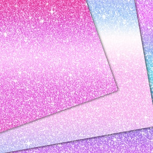 Iridescent Ombre Glitter Seamless Digital Paper: Shimmering Mermaid ...
