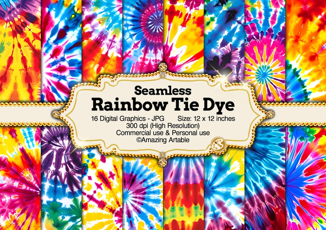 Rainbow Tie Dye Seamless Digital Paper: Colorful Tie-dye Digital Paper ...
