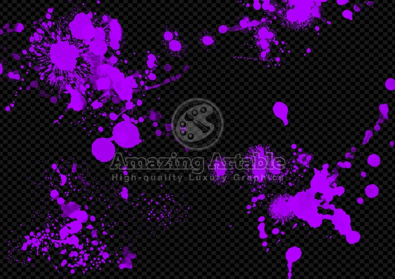 Purple & Black Splatter Clipart: Purple and Black Splatter Overlays ...