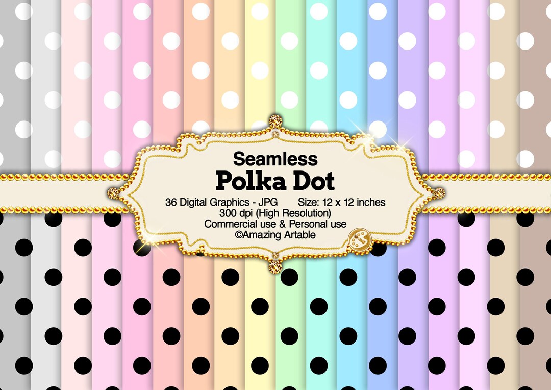 Polka Dot Seamless Digital Paper: Pastel Rainbow Dot Digital Paper ...