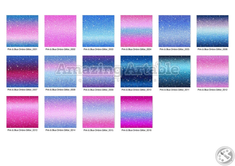 Pink & Blue Ombre Glitter Seamless Digital Paper: Shimmering Blue and ...