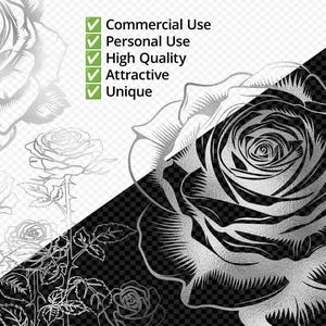 Luxury Silver Line Art Roses Clipart: Silver Rose Clipart Line Art ...