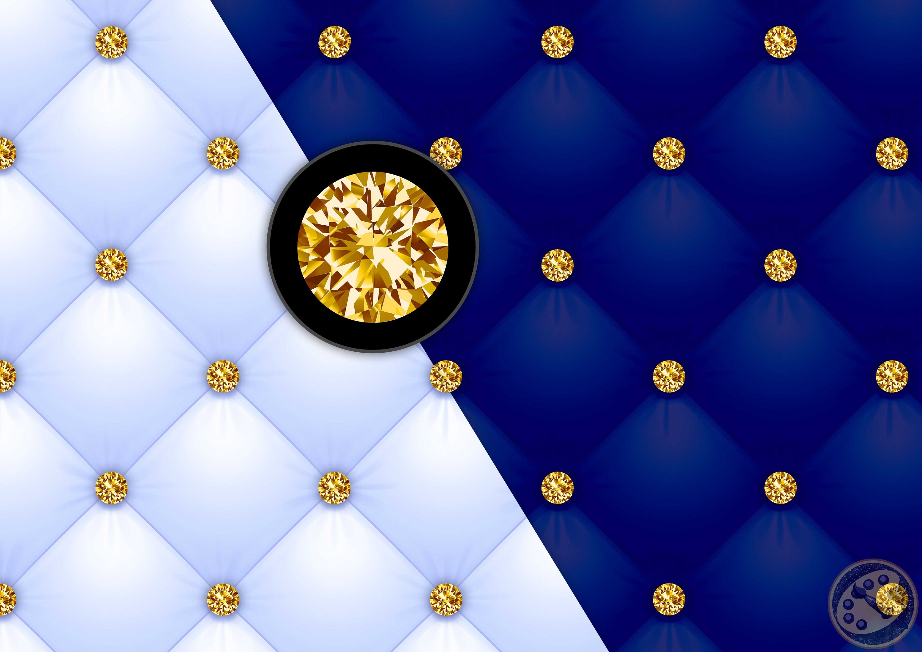 Blue Diamond Tufted Digital Paper: Luxury Seamless Diamond Background ...