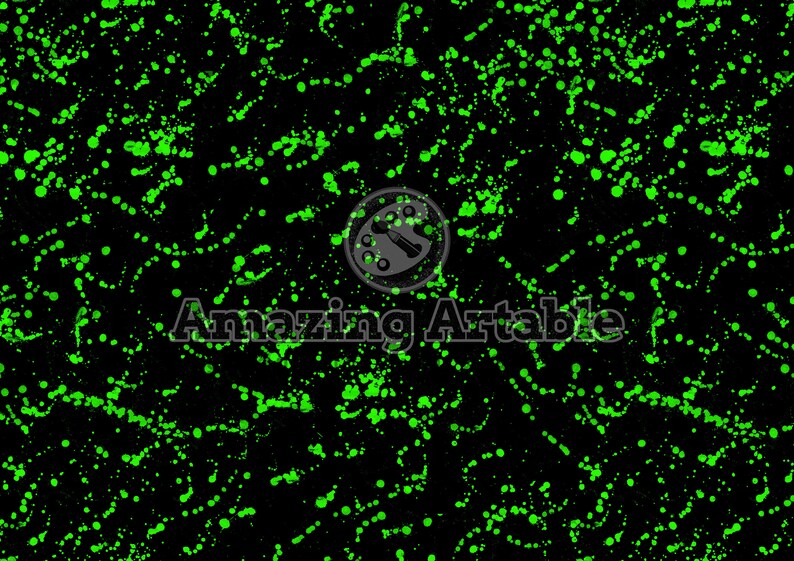 Green & Black Paint Splatter Seamless Digital Paper: Neon - Etsy