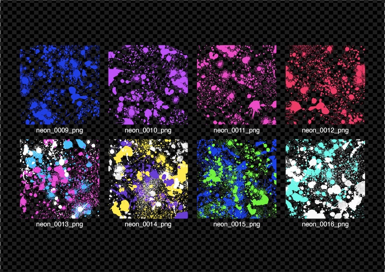 Neon Paint Splatter Clipart: Red and Black Paintball Splatter Rainbow ...