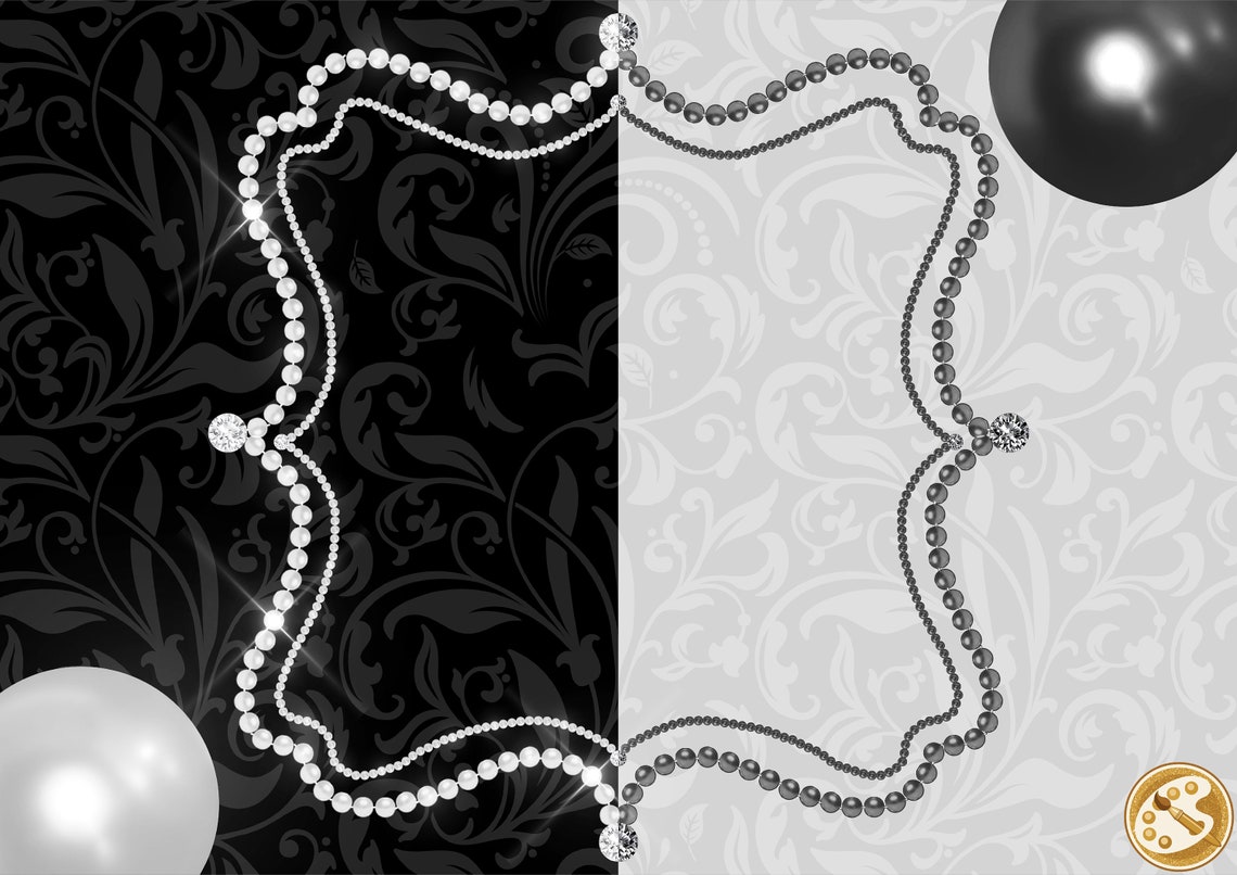 Luxury Pearl Frame Clipart: Amazing Pearl Overlays Shiny Gold - Etsy