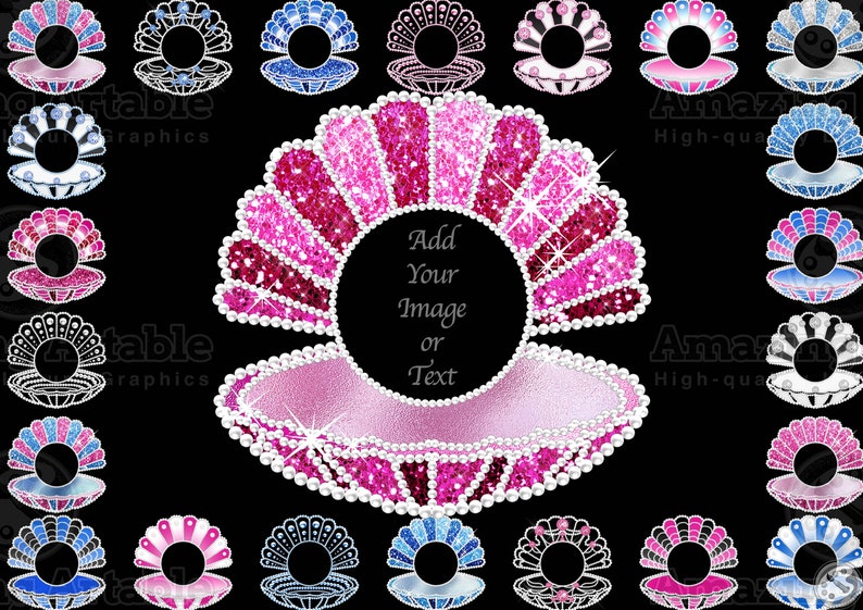Pink & Blue Seashell Frame Clipart: Pink Seashell Clipart Blue Seashell ...