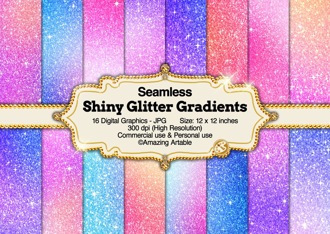 Shiny Glitter Gradient Seamless Digital Paper: Sparkle Blue and Pink ...