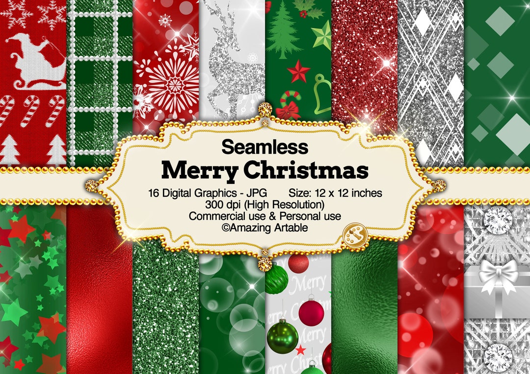 Merry Christmas Digital Paper: Seamless Luxury Christmas Background ...