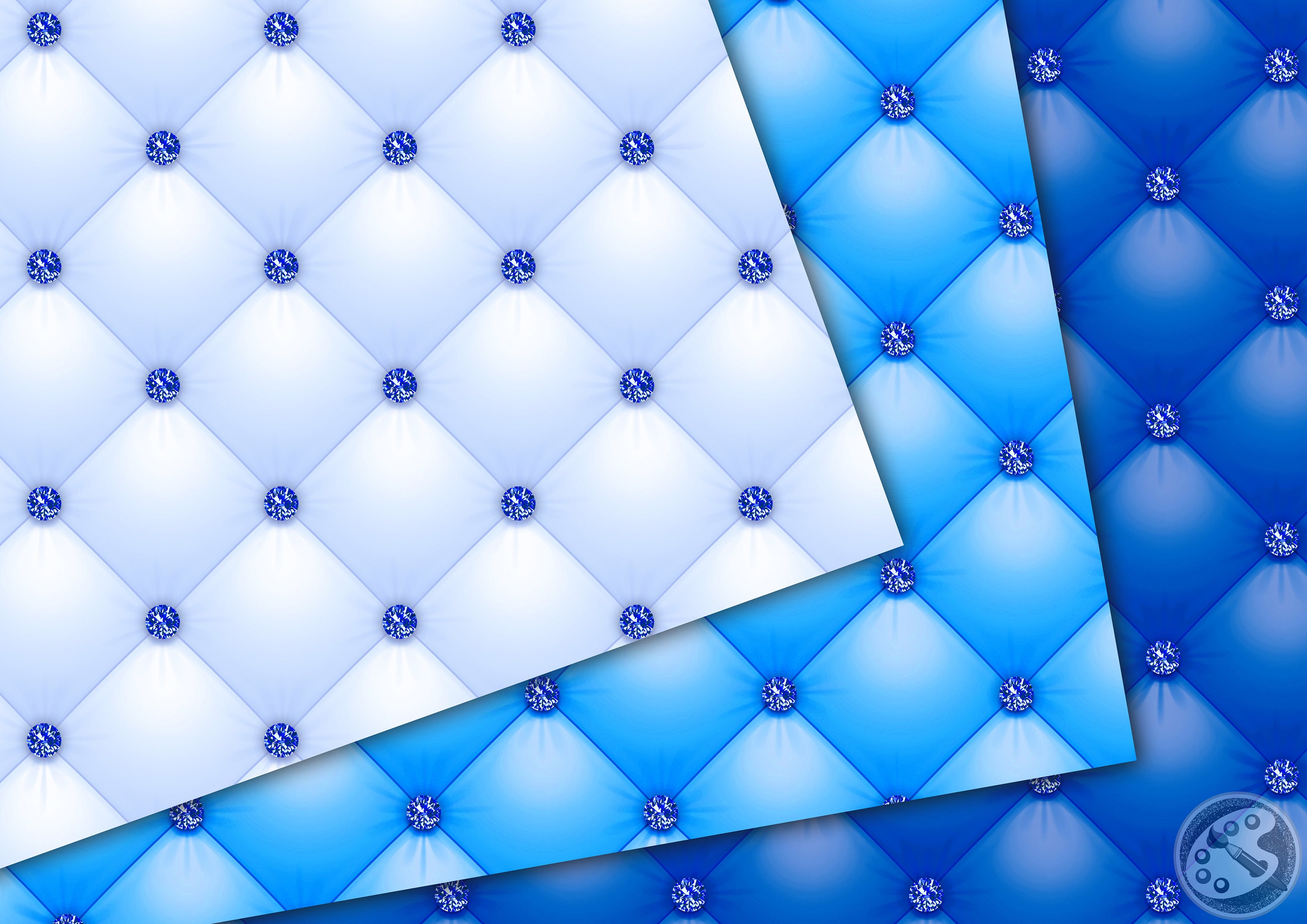 Blue & Black Diamond Tufted Digital Paper: Luxury Seamless Blue ...