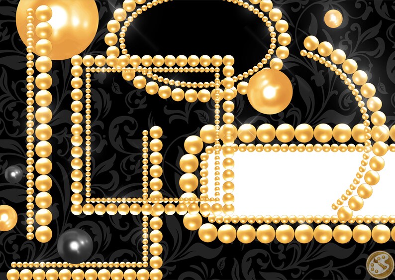 Elegant Pearl Frame Clipart: Luxury Pearl Frame Shiny Pearl Overlays ...
