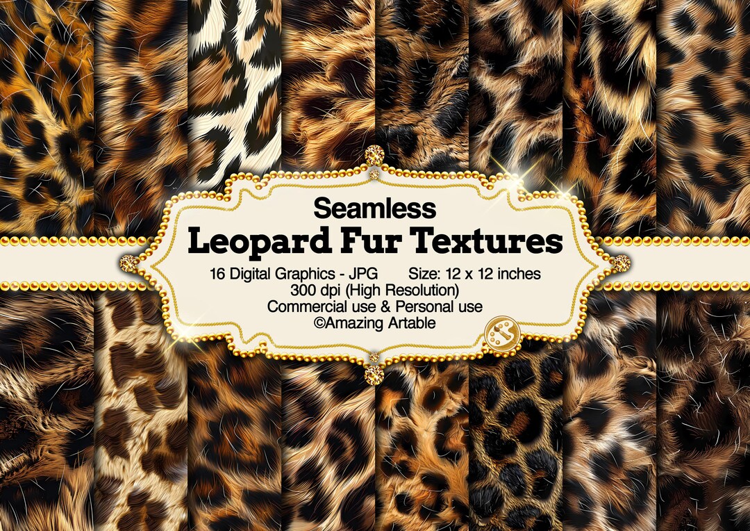 Leopard Fur Texture Seamless Digital Paper: Luxury Leopard Print ...