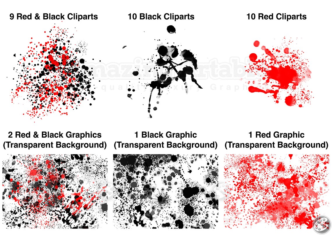 Red & Black Splatter Clipart: Red and Black Ink Splatter Clipart Black ...
