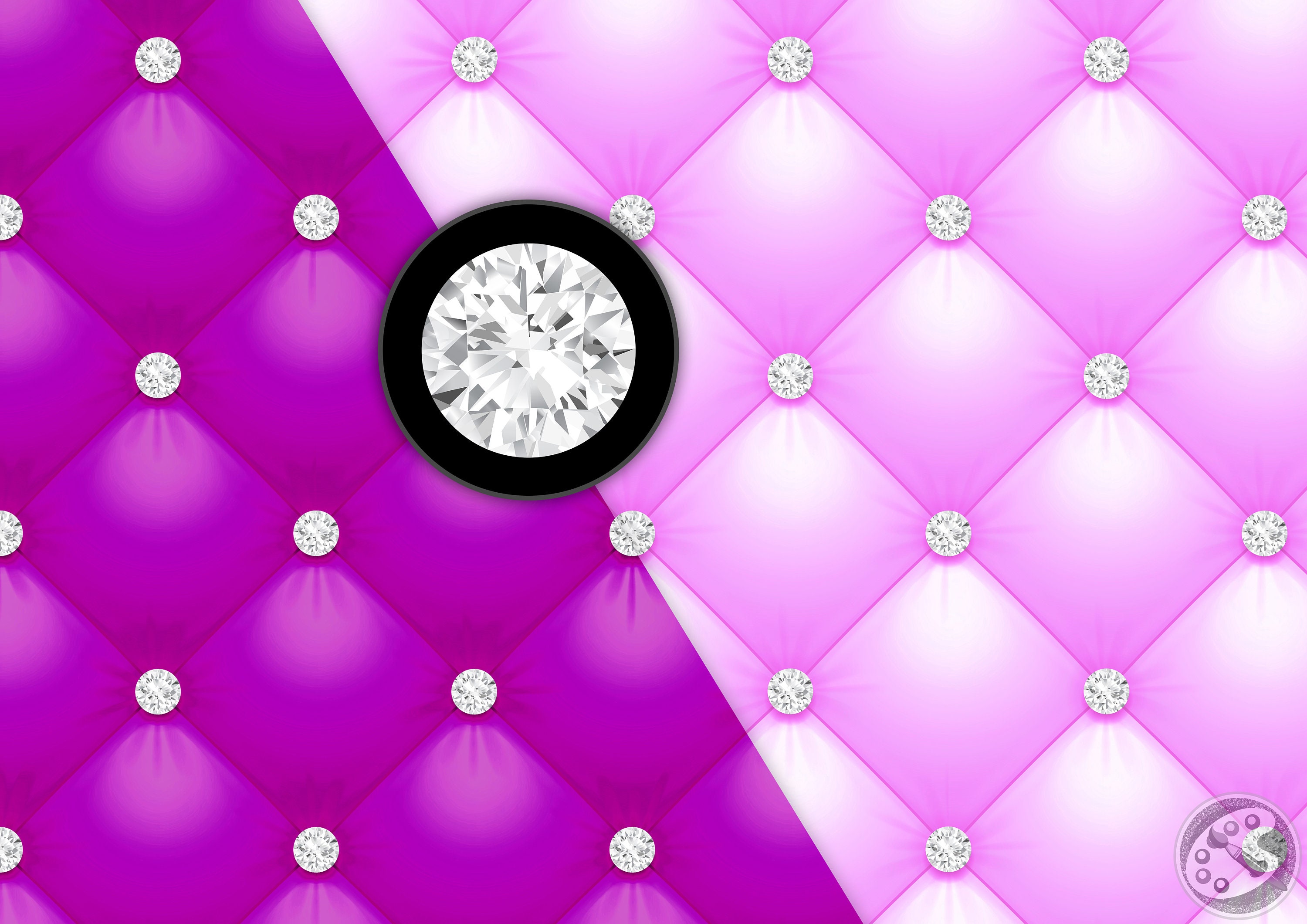 Purple Diamond Tufted Digital Paper: Luxury Seamless Diamond Background ...