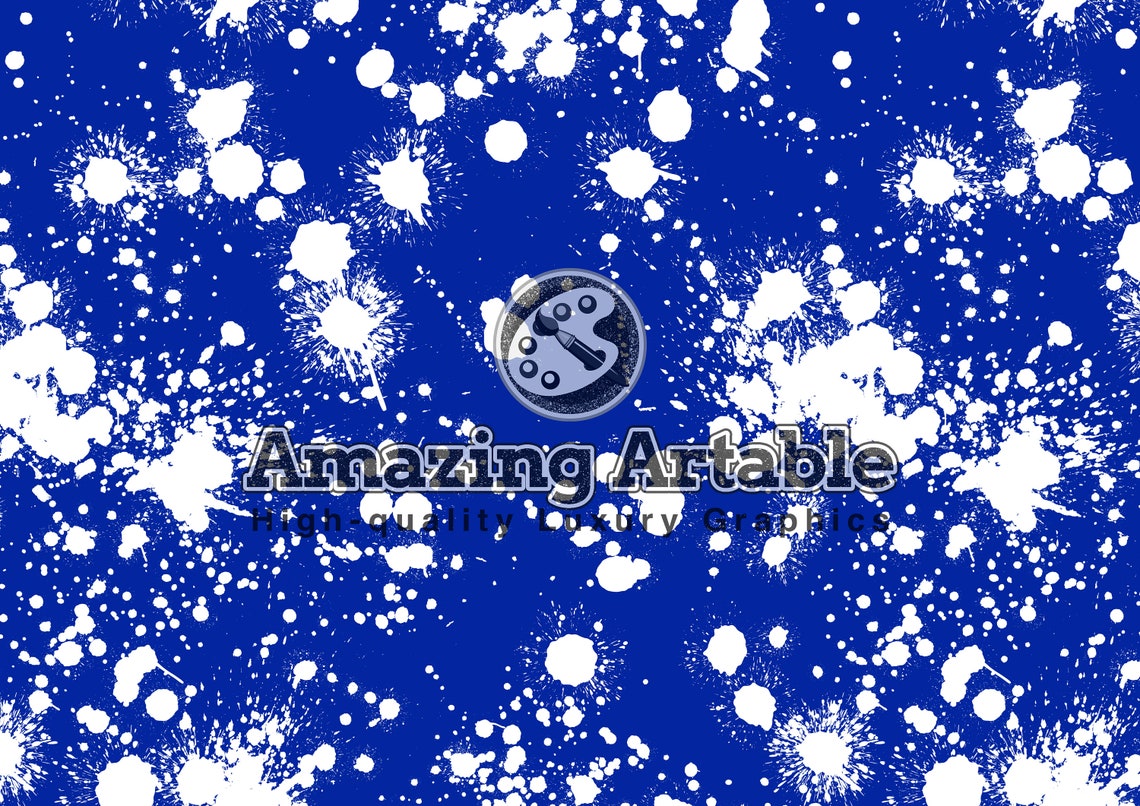 Blue & Black Paint Splatter Seamless Digital Paper: Blue Neon - Etsy