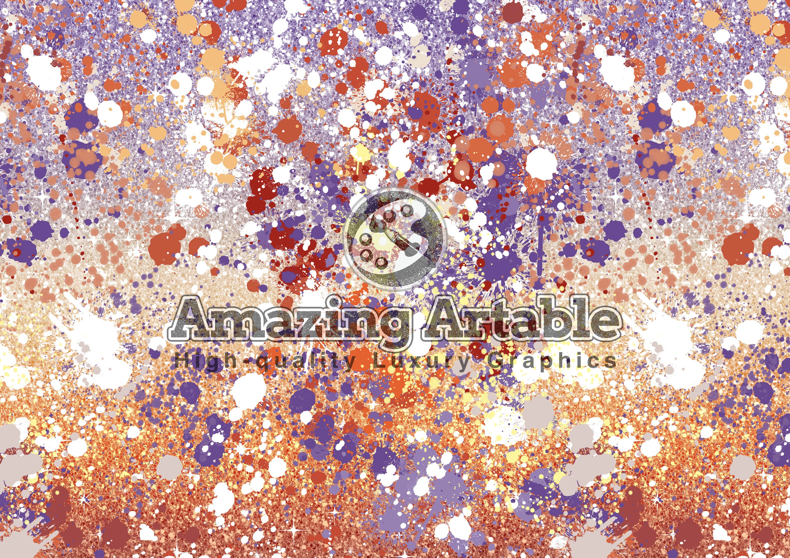 Sunset Paint Splatter Digital Paper: Rainbow Splatter Paper Colorful ...
