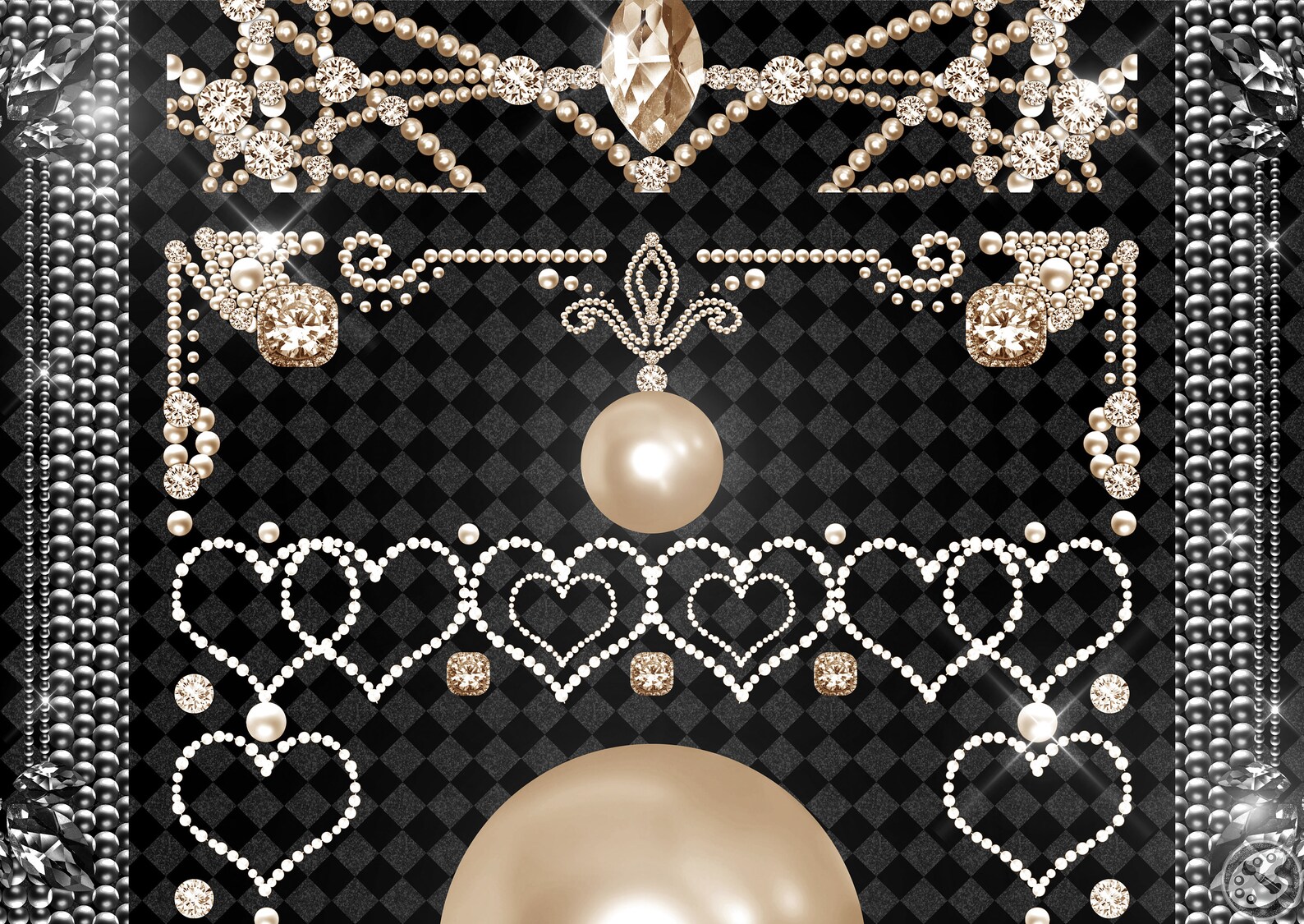 Amazing Pearl Frame Clipart: 5 Colors Luxury Pearl Overlays Vintage ...