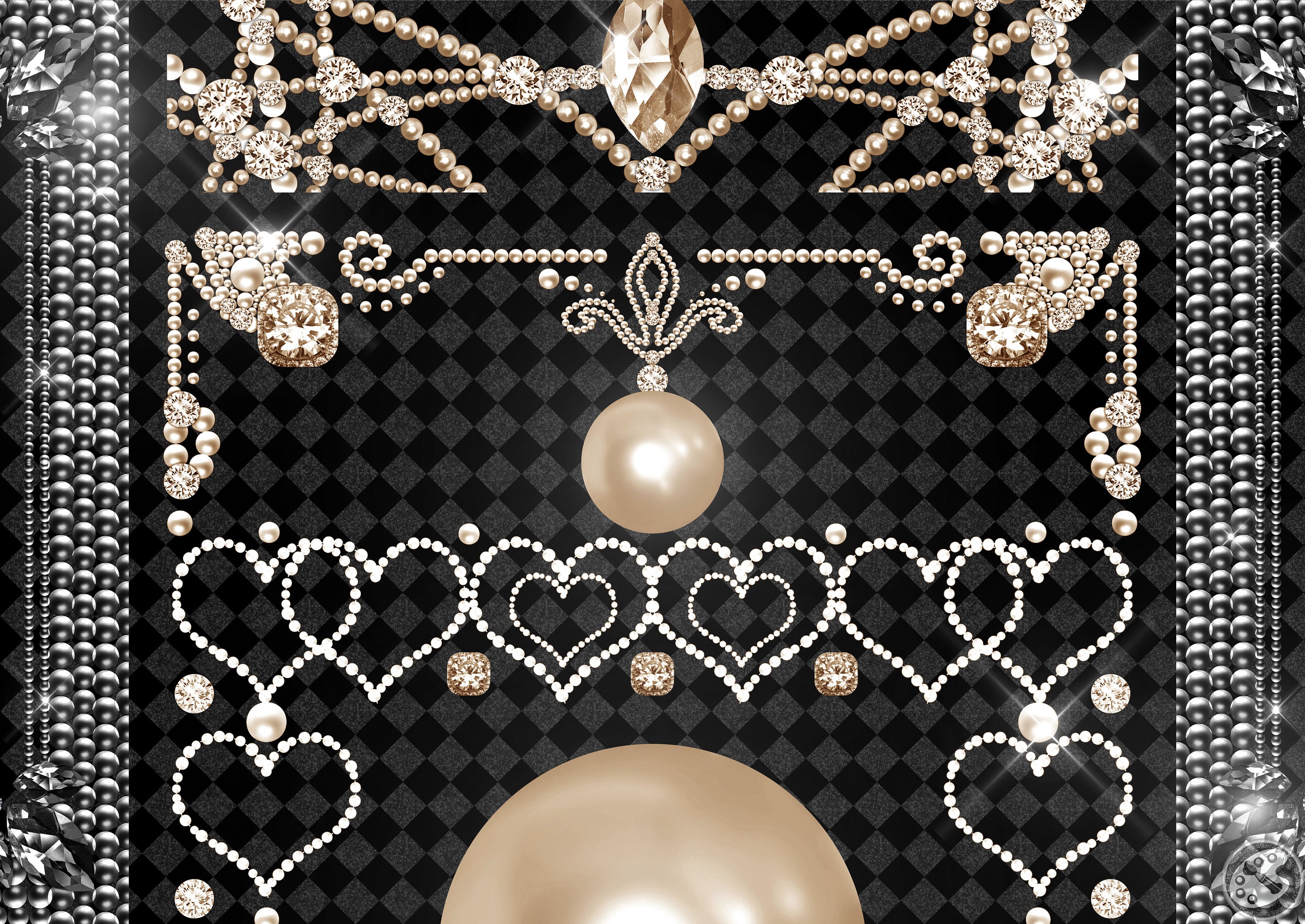 Amazing Pearl Frame Clipart: 5 Colors Luxury Pearl Overlays Vintage ...